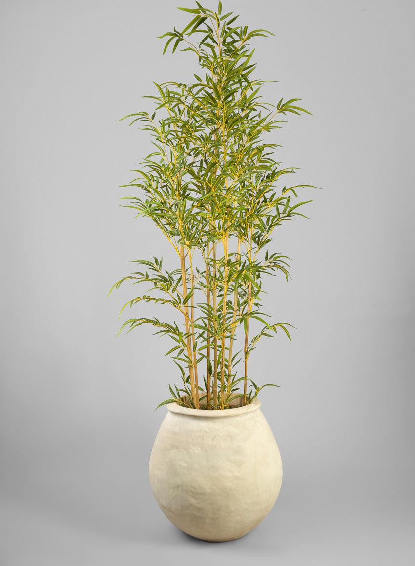 20in Tall Petra Aged White Wash Large Fish Bowl Planter – Jamali Garden